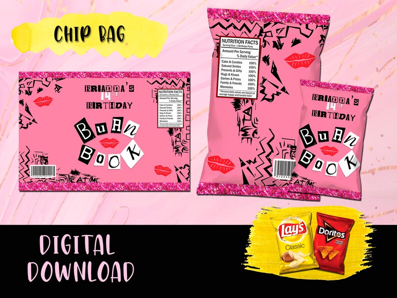 Mean Girls Burn Book Chip Bag Birthday Party Potato Labels - Etsy