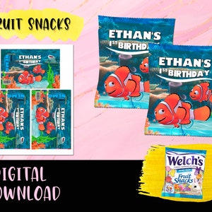 Finding Nemo Fruit Snacks Birthday Party- Fruit Snacks- Labels ...