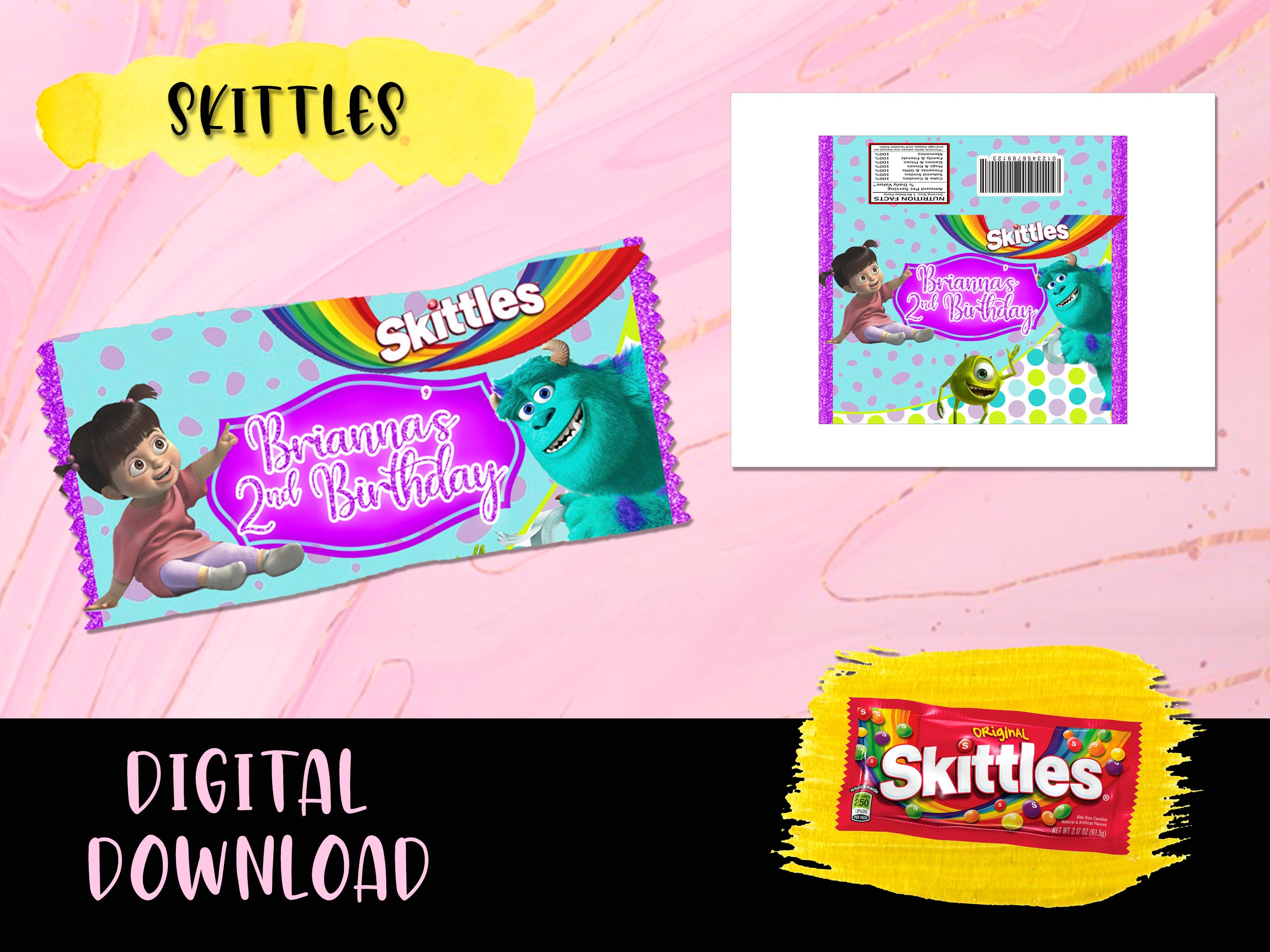 Monsters, Inc Skittles Birthday Party Skittles Labels Printables ...