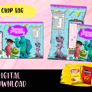 Monsters, Inc Chip Bag Birthday Party- Potato Labels - Labels Printable ...
