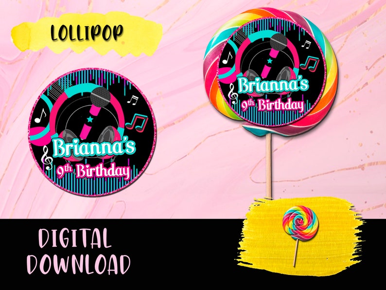 Musical Lollipops Birthday Party Lollipop Labels Labels - Etsy