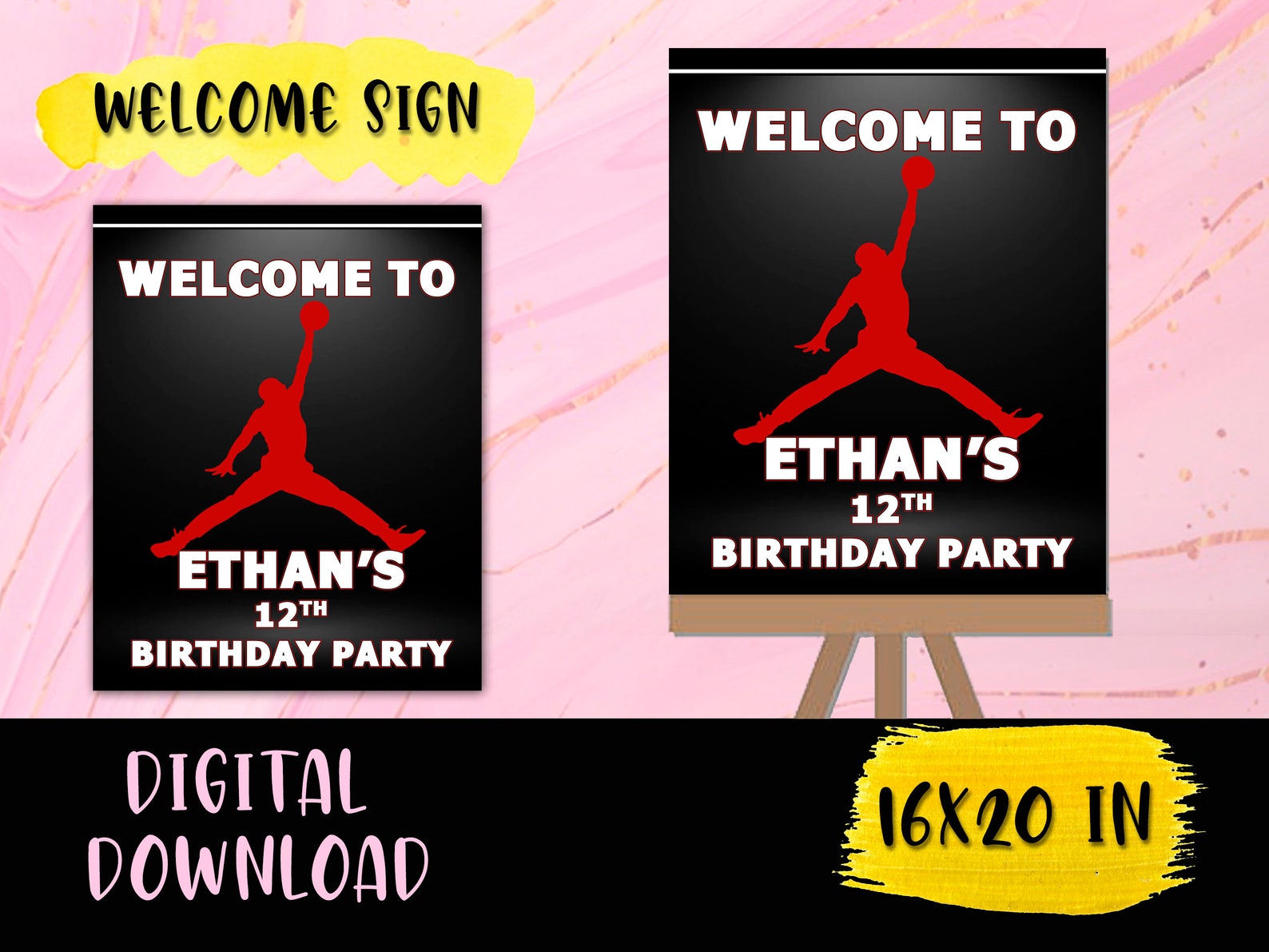 Jordan Jumpman Birthday Party Welcome Sign Backdrop - Etsy
