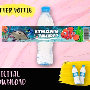 Finding Nemo Birthday Bottle Label Watter Bottle Party Pack Labels ...