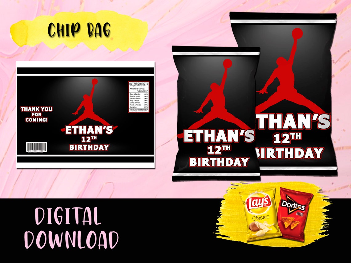 Jordan Jumpman Birthday Party Pack Chip Bag Candy Bar - Etsy