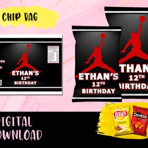 Jordan Jumpman Birthday Party Pack - Chip Bag - Candy Bar - Bottlelabel ...