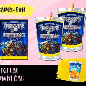 Transformers Juice Label Birthday Party - Juice Pouch - Caprisun ...