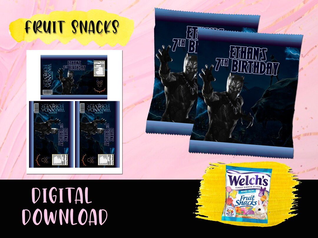Black Panther Fruit Snacks Birthday Party- Fruit Snacks- Labels ...