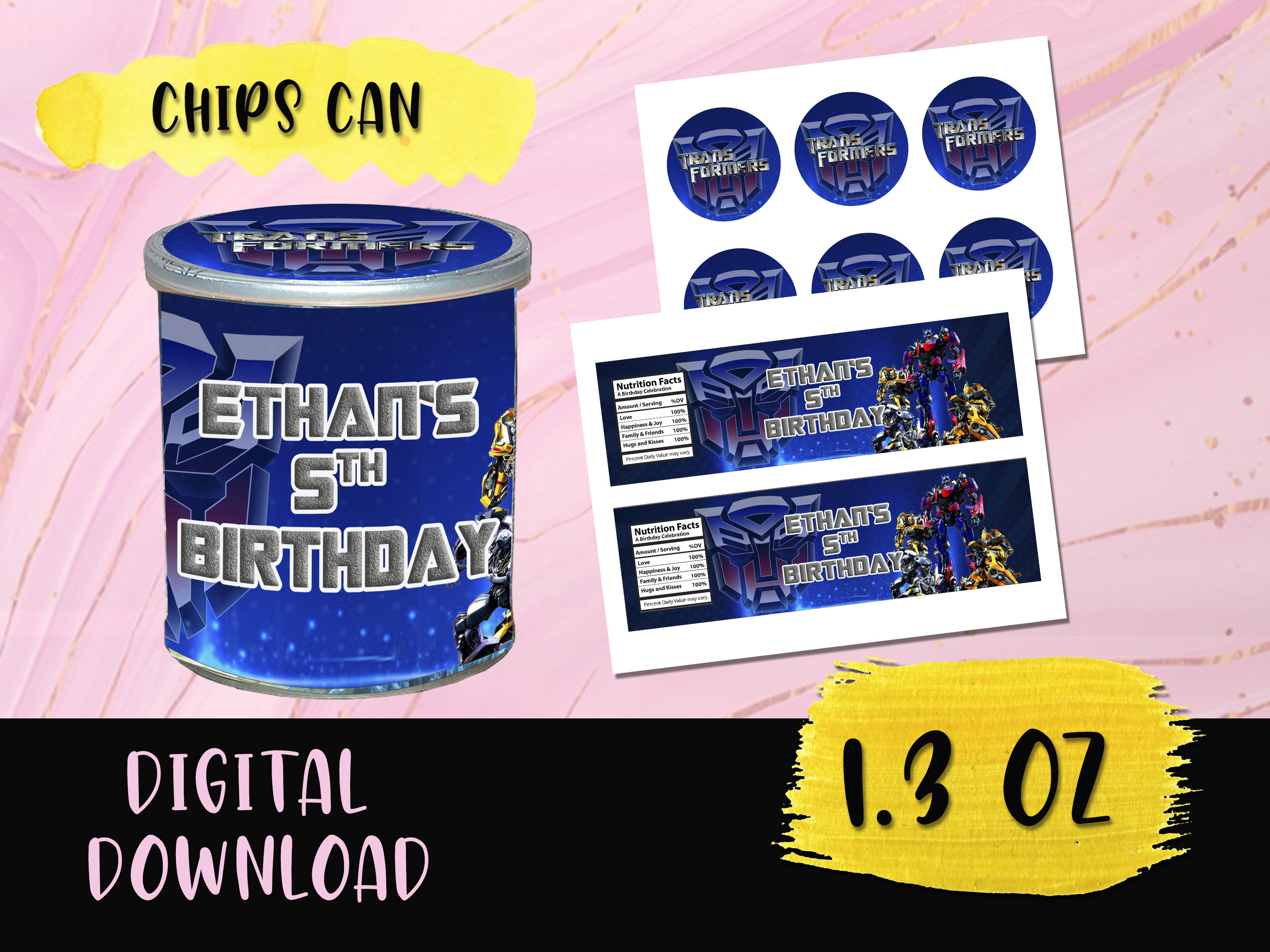 Transformers Chips Cans Birthday Party - Chips Cans - Labels Printables ...