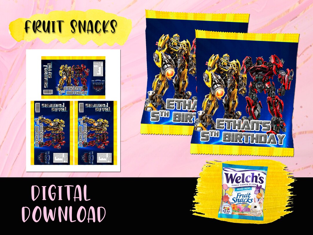 Transformers Fruit Snacks Birthday Party- Fruit Snacks- Labels ...