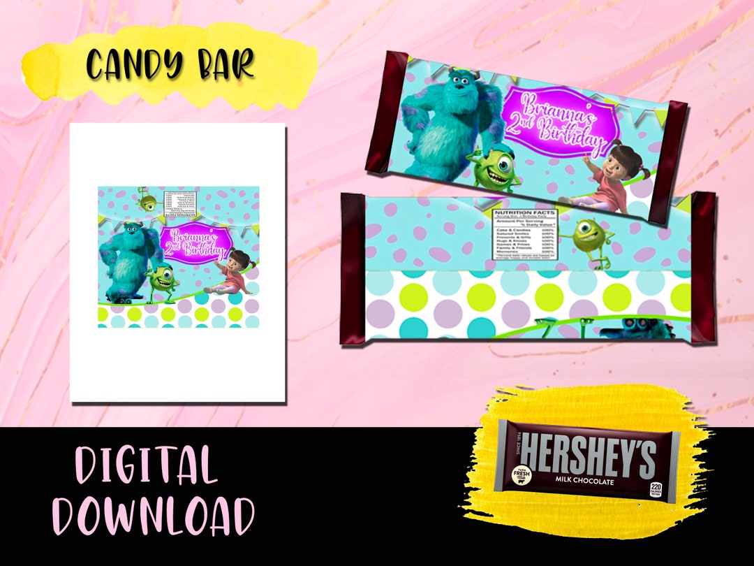 Monsters, Inc Birthday Chocolate Birthday Party Pack Candy Bar Labels ...
