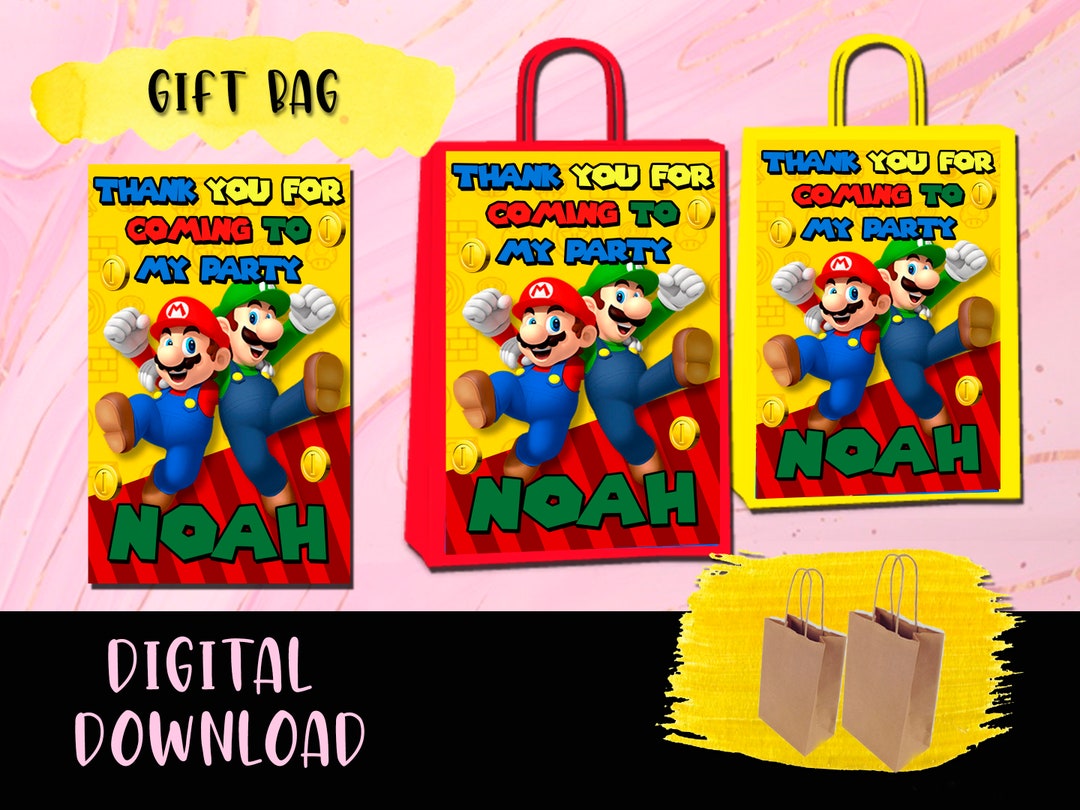 Mario Bros Favor Bag Birthday Party- Gift Bag- Labels Printables Mario ...