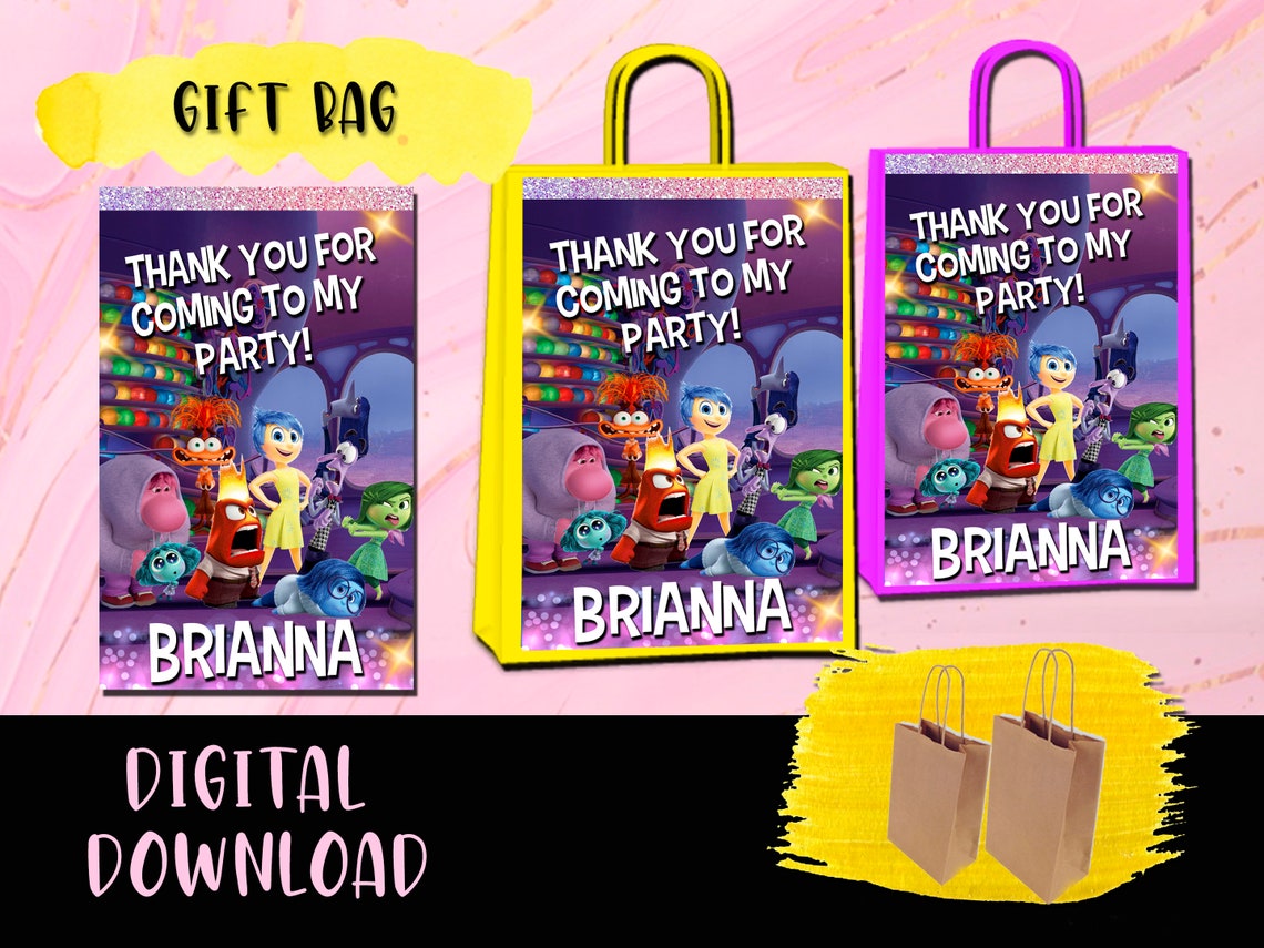 Inside Out Favor Bag Birthday Party Gift Bag Labels Printables Inside ...