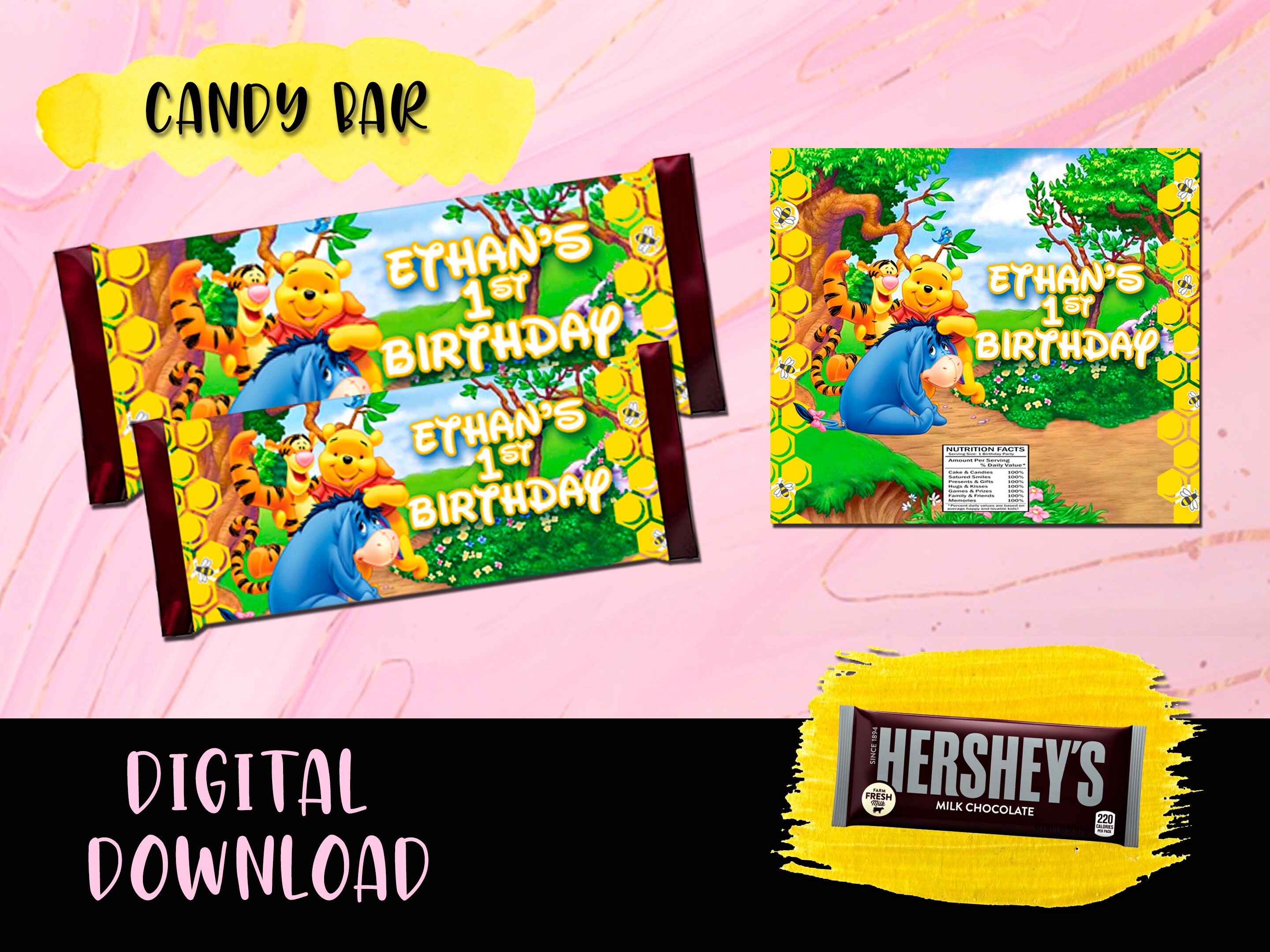 Winnie the Pooh Birthday Party Pack Chip Bag Candy Bar - Etsy