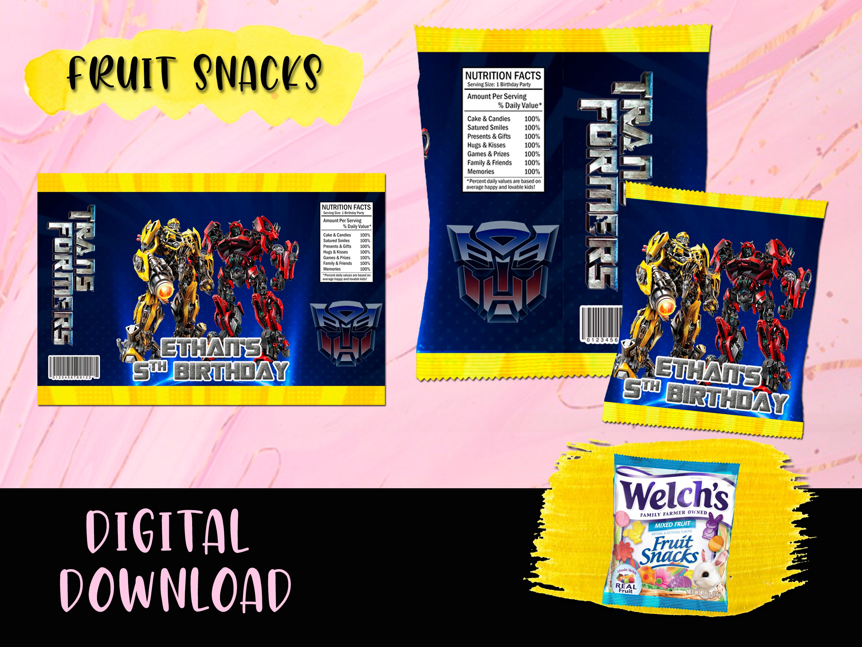 Transformers Fruit Snacks Birthday Party Fruit Snacks Labels - Etsy Canada