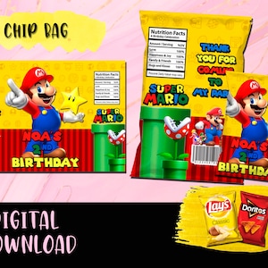 Mario Bros Chip Bag Birthday Party- Potato Labels - Labels Printables ...
