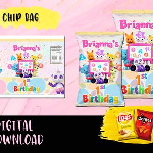 Word Party Birthday Party Pack - Chip Bag - Lollipop - Favor Bag- Juice ...