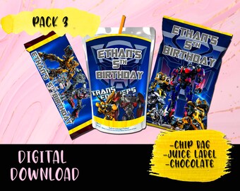 Transformers Box Label, Gable Box, Labels for Birthday Party Printable ...