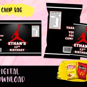 Jordan Jumpman Birthday Party Pack - Chip Bag - Candy Bar - Bottlelabel ...