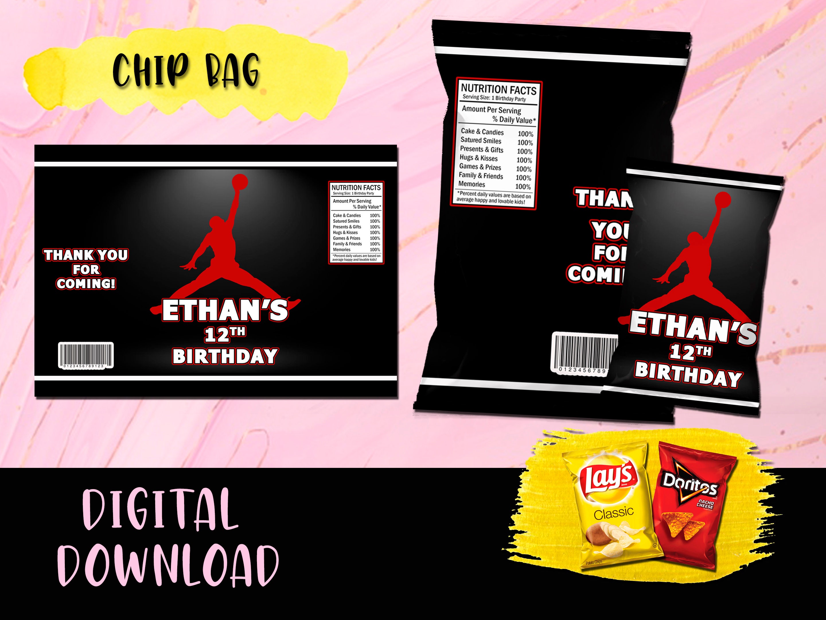 Jordan Jumpman Birthday Party Pack Chip Bag Candy Bar - Etsy