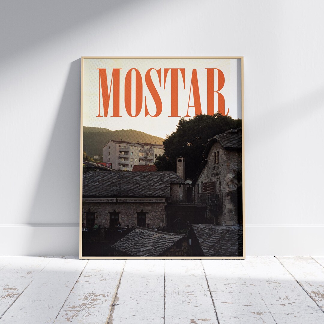 Mostar Travel Poster | Bosnia and Herzegovina Print | Stari Most Wall ...