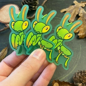 Mantis - Frosted Green Charm, Insect Bug Keychain, Cartoon Chibi Pet ...