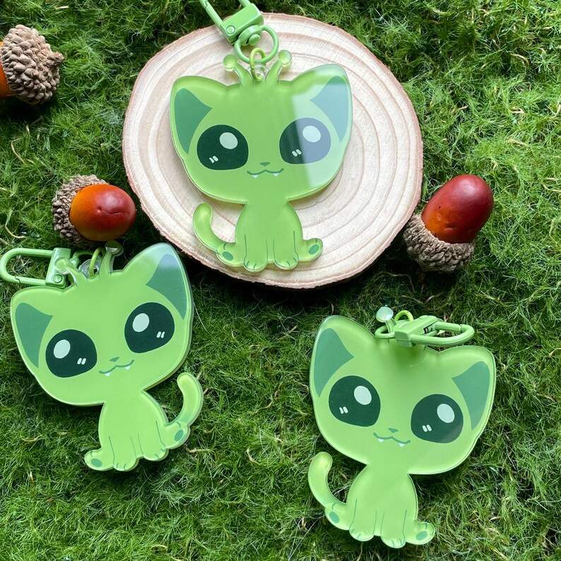 Glorp Alien Cat - Double Sided Borderless Acrylic Keychain, Kitten ...