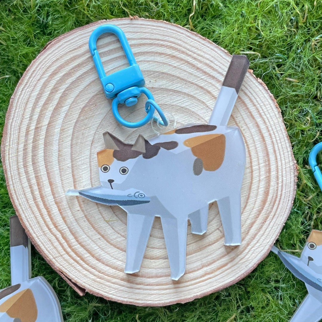 Katamari Cat - Double Sided Borderless Acrylic Keychain, Calico Cat ...