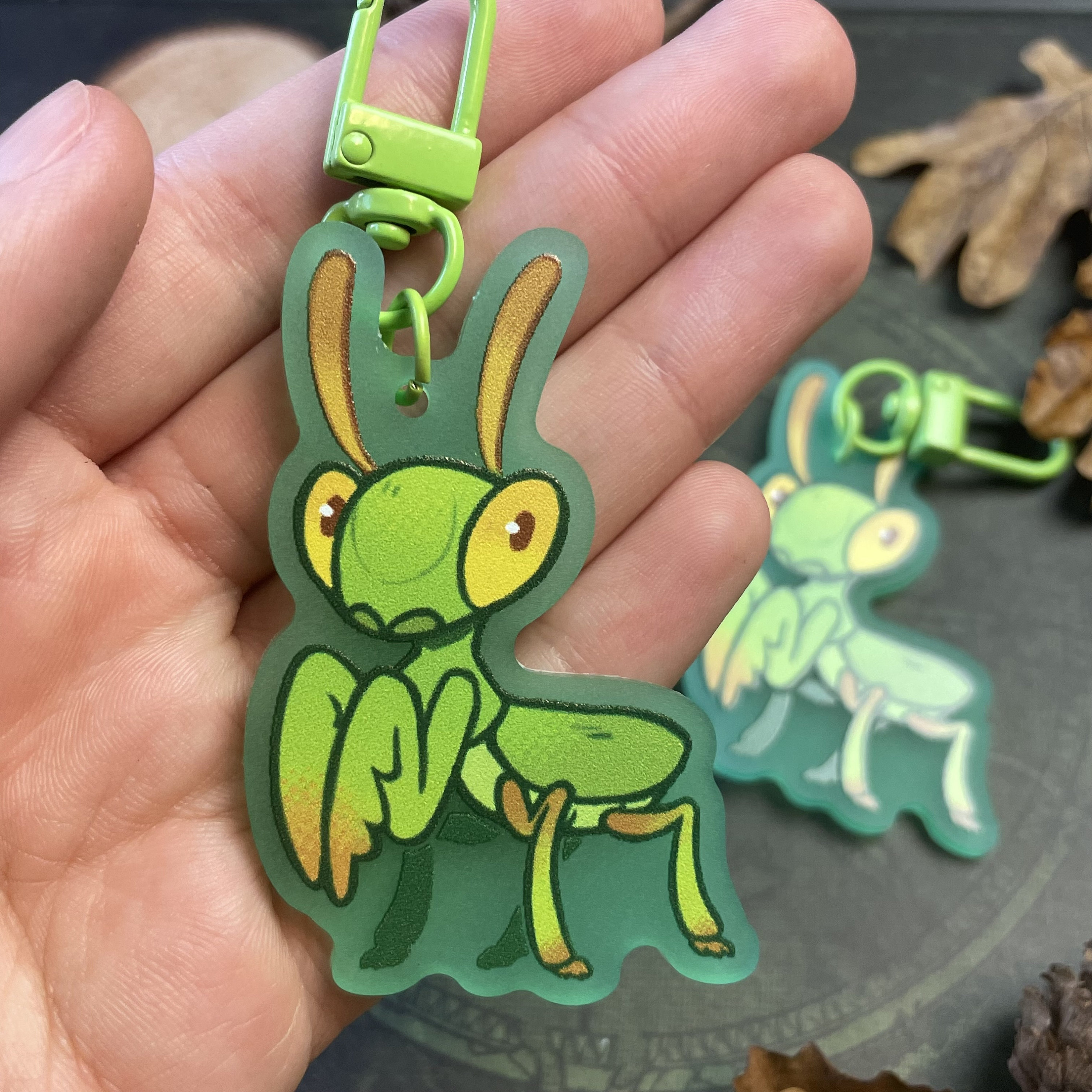 Mantis - Frosted Green Charm, Insect Bug Keychain, Cartoon Chibi Pet ...