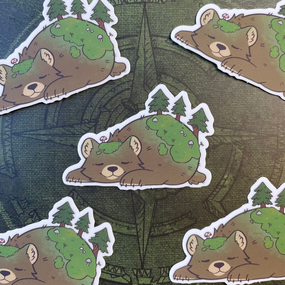 Sleepy Mountain Bear - Clear Weatherproof Vinyl Sticker - Etsy