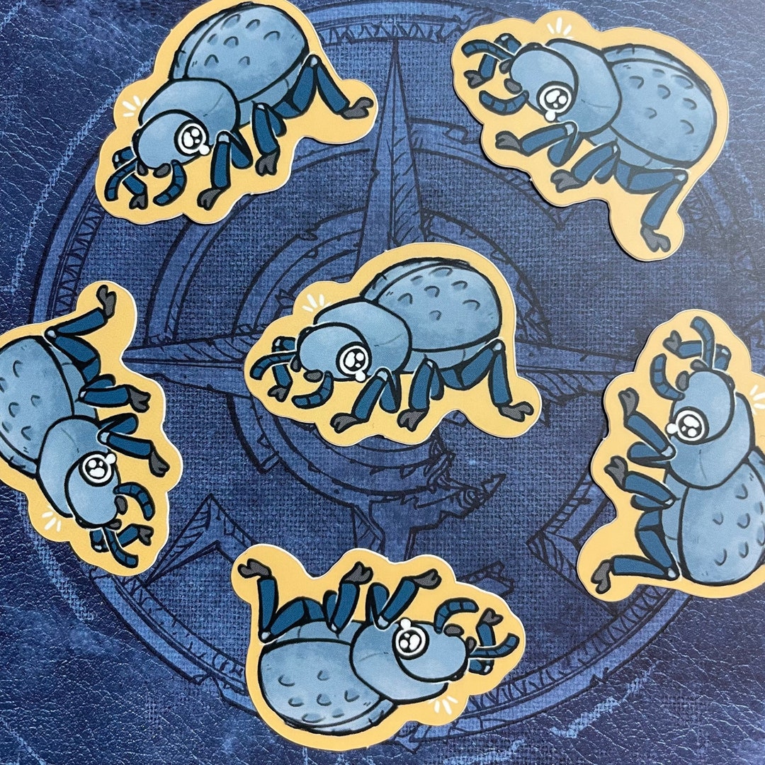 Blue Death Feigning Beetle - Insect Bug Sticker, Cartoon Chibi Pet Art ...
