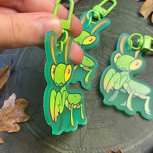 Mantis - Frosted Green Charm, Insect Bug Keychain, Cartoon Chibi Pet ...