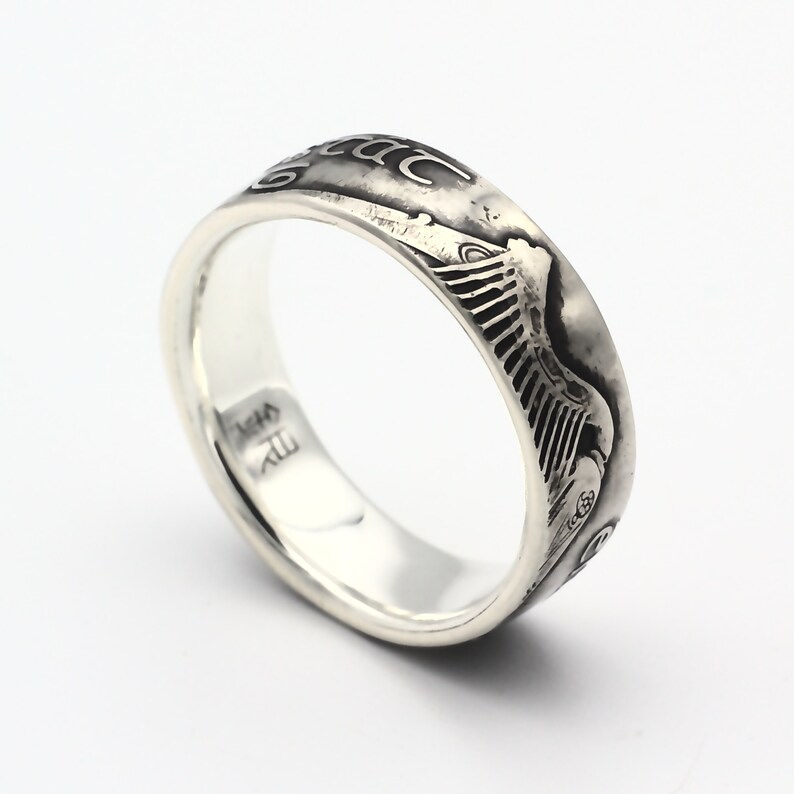 Irish Harp Coin Ring: Celtic Wedding Band, Silver Florin - Etsy