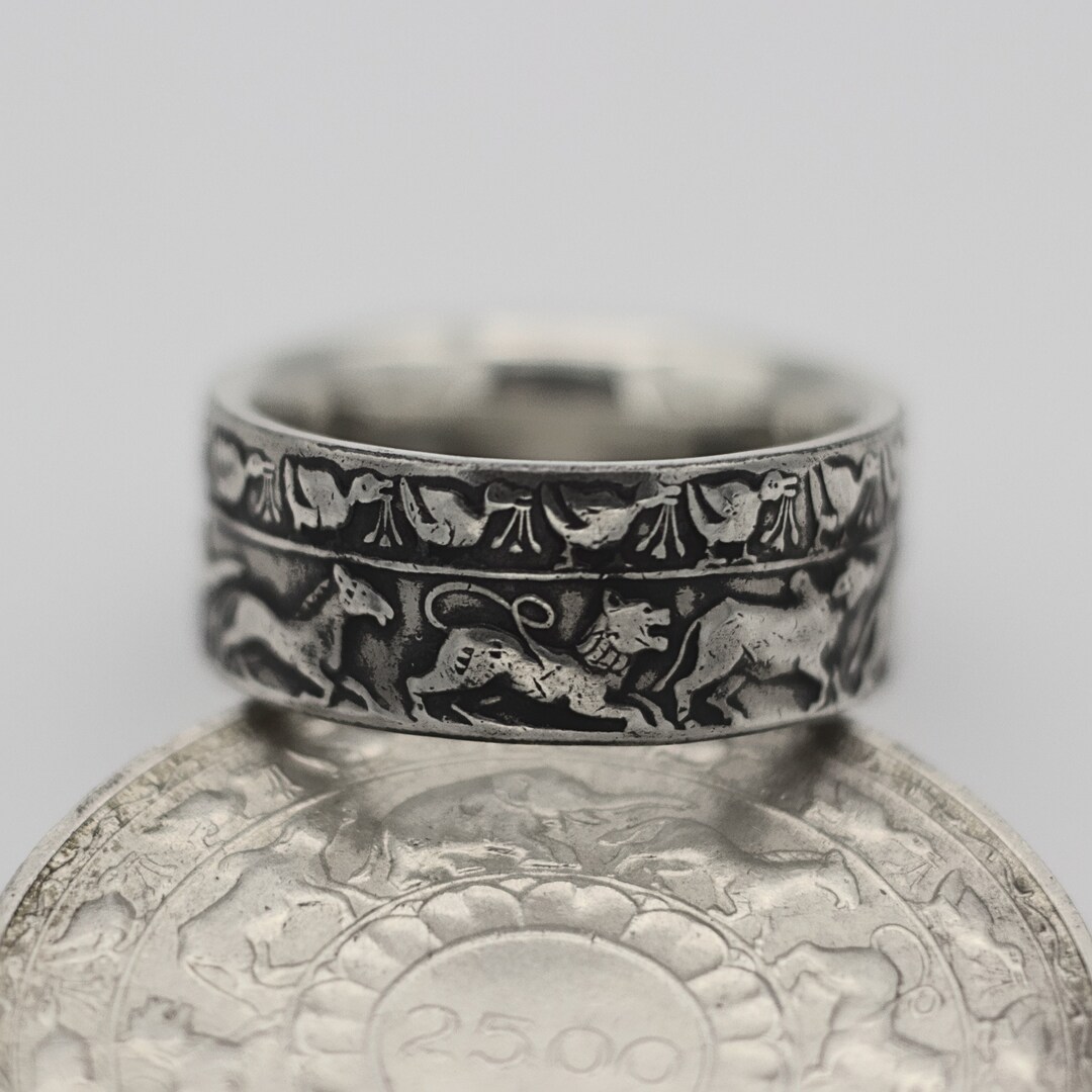 Ceylon Buddhist Ring Made From a Sterling Silver Coin. Big, Chunky ...