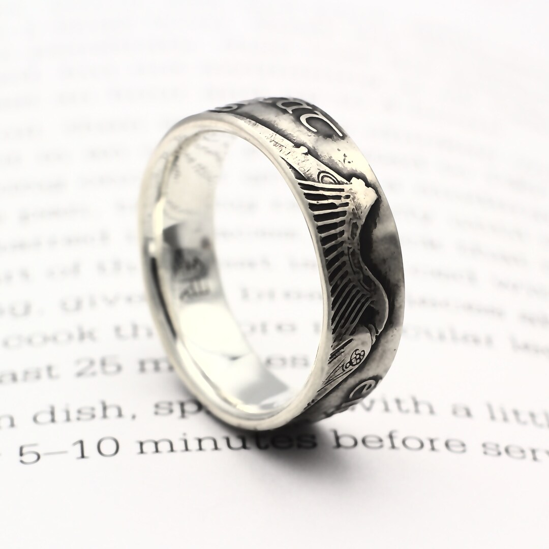 Irish Harp Coin Ring: Celtic Wedding Band, Silver Florin - Etsy