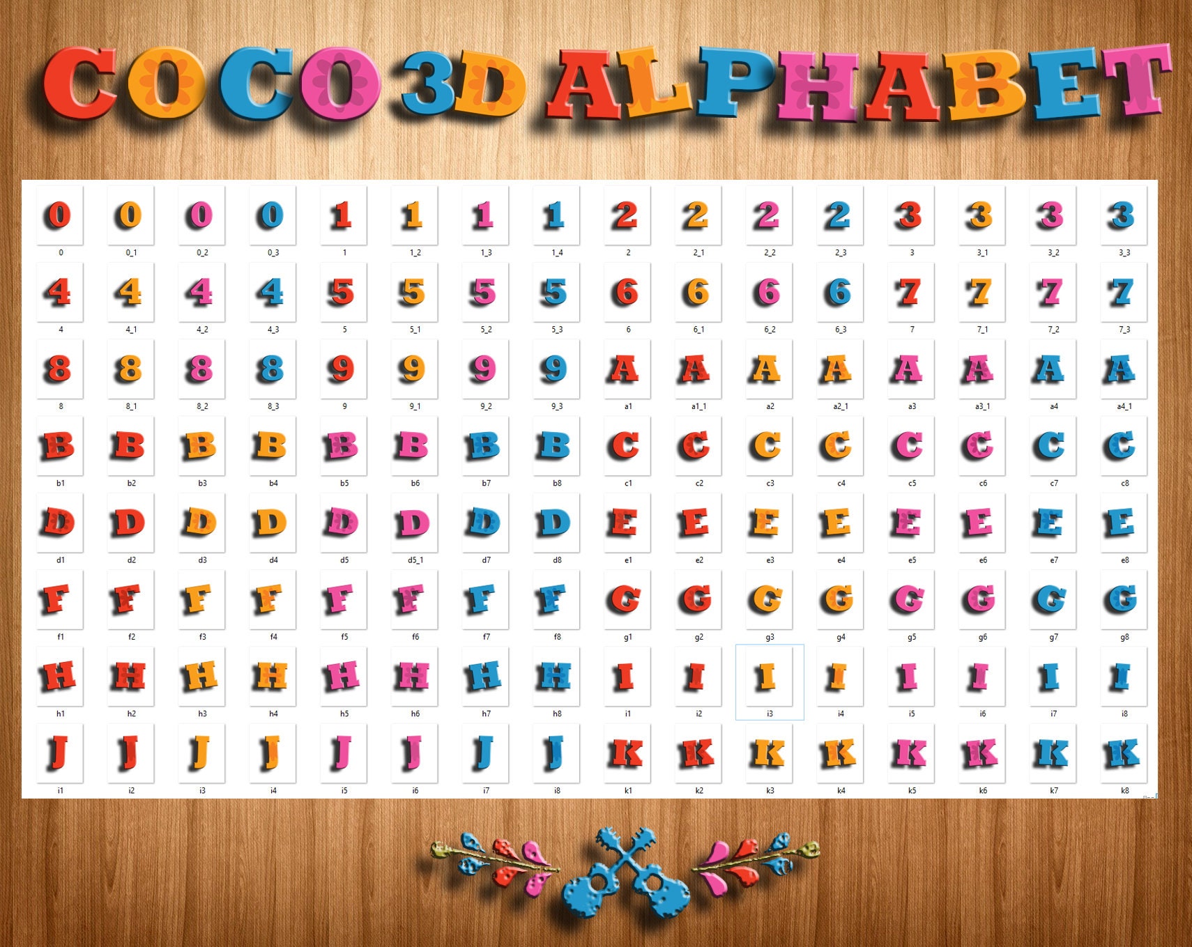 Coco font png 3d disney coco alphabet disney coco letters | Etsy
