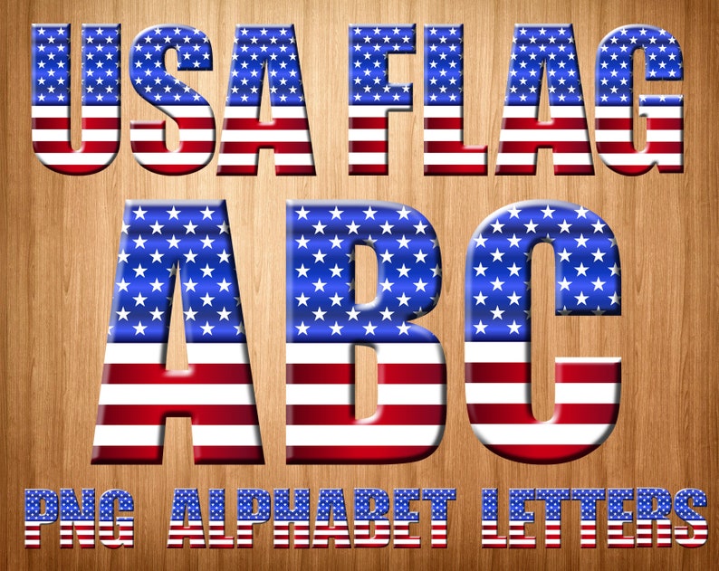 Usa Flag Font Png Usa Flag Alphabet Usa Flag Letters Usa | Etsy