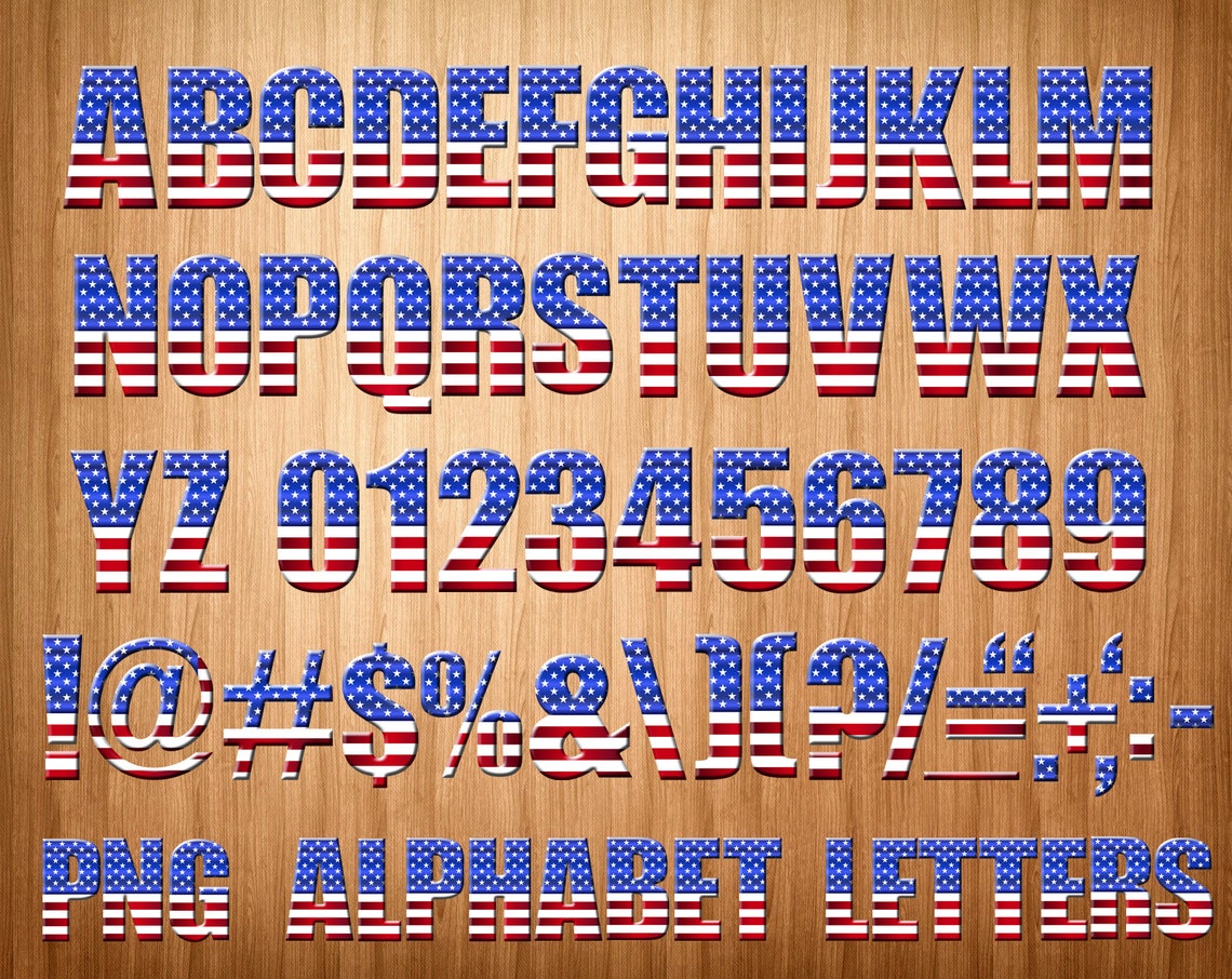 Usa Flag Font Png Usa Flag Alphabet Usa Flag Letters Usa | Etsy