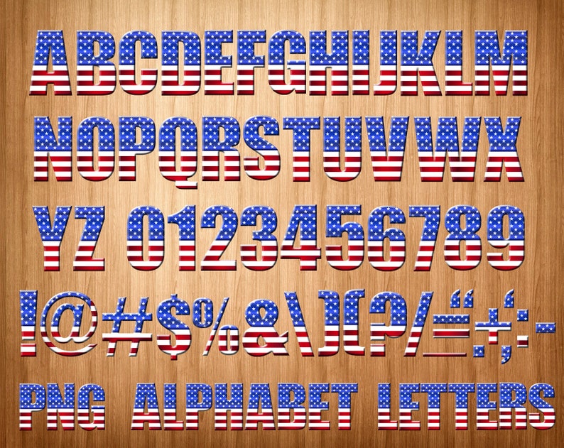 Usa Flag Font Png Usa Flag Alphabet Usa Flag Letters Usa | Etsy