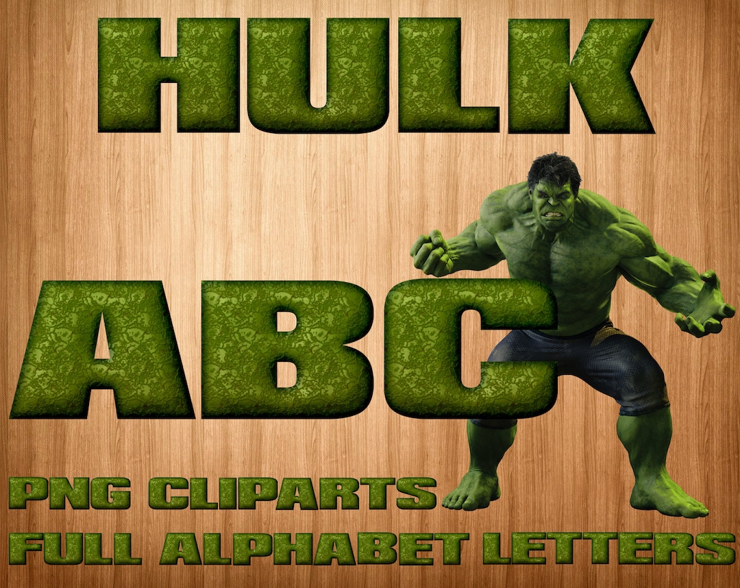 Hulk Font Png, Hulk Alphabet, Hulk Letters, Hulk Clipart, Printable ...