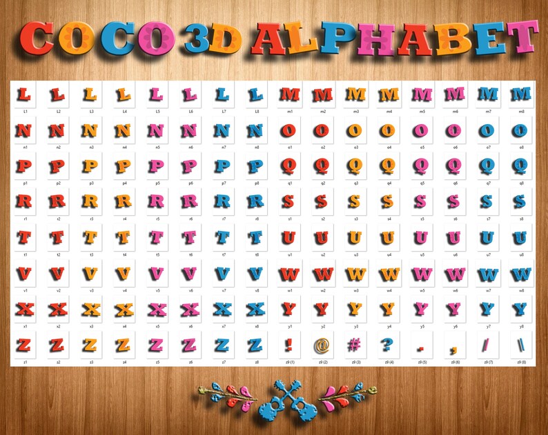 Coco font png 3d disney coco alphabet disney coco letters | Etsy