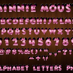 Minnie Mouse Alphabet Clipart: PNG Letters, Numbers, Symbols (digital ...