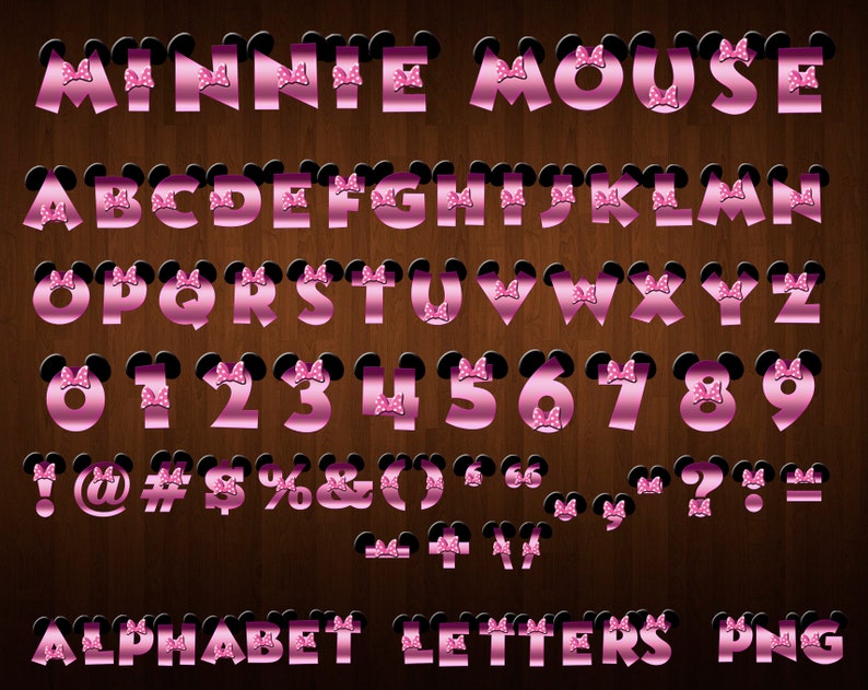 Minnie mouse font png minnie mouse alphabet minnie mouse | Etsy