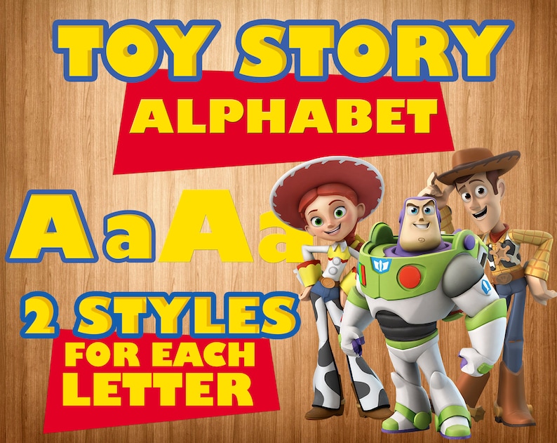 Toy Story Alphabet Clipart: Letters, Numbers, Symbols (PNG Digital ...