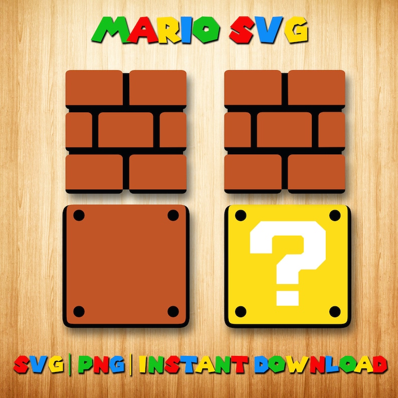 Mario Brick SVG: Party Clipart, Cricut Cut Files (digital Download) - Etsy