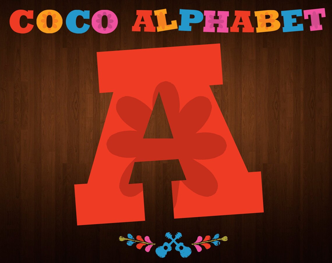 Coco font png disney coco alphabet disney coco letters | Etsy