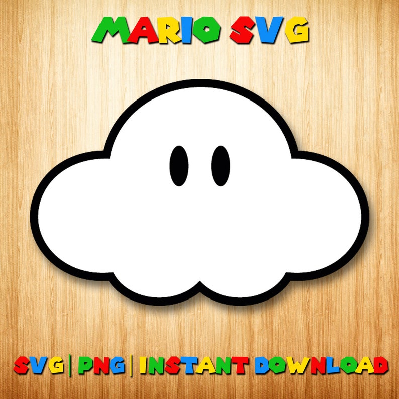 Mario Cloud SVG: Party Clipart, Cricut Cut Files (digital Download) - Etsy