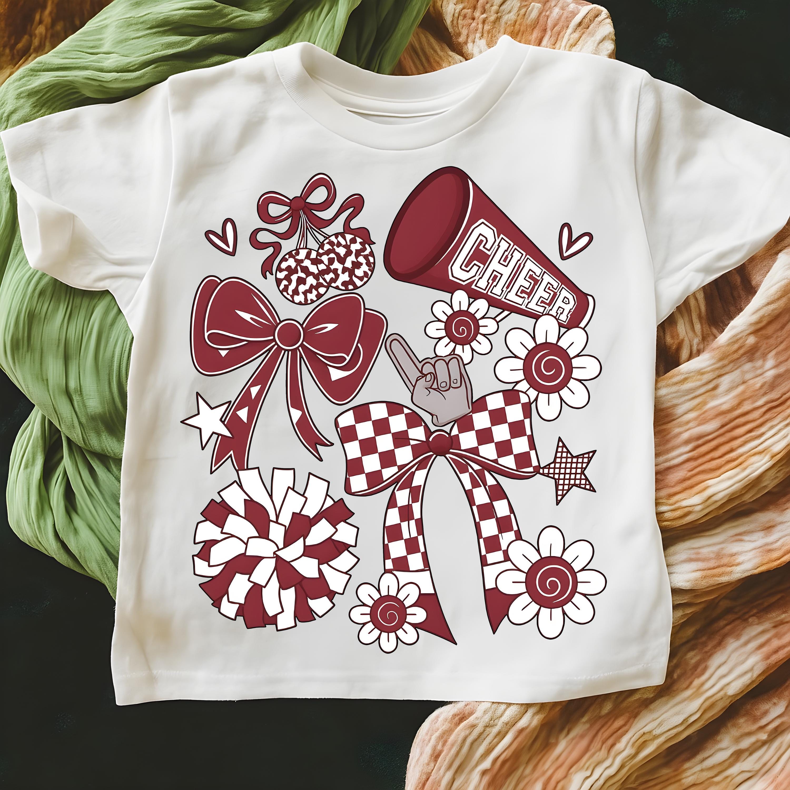 Preppy Cheerleader Coquette PNG – Maroon Cheer Mom Shirt Design – Cheer ...