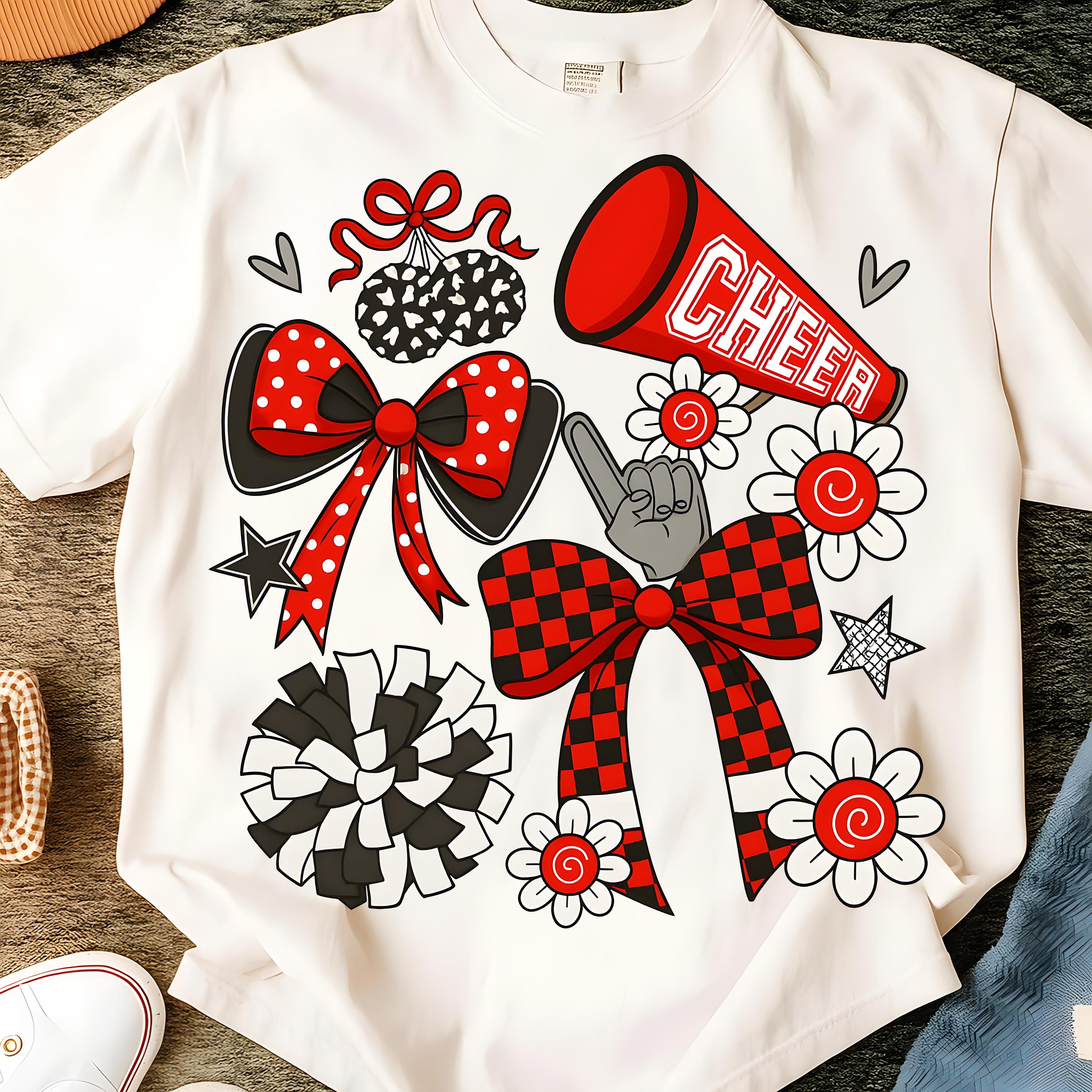 Preppy Cheerleader Coquette PNG – Red Black Cheer Mom Shirt Png – Cheer ...