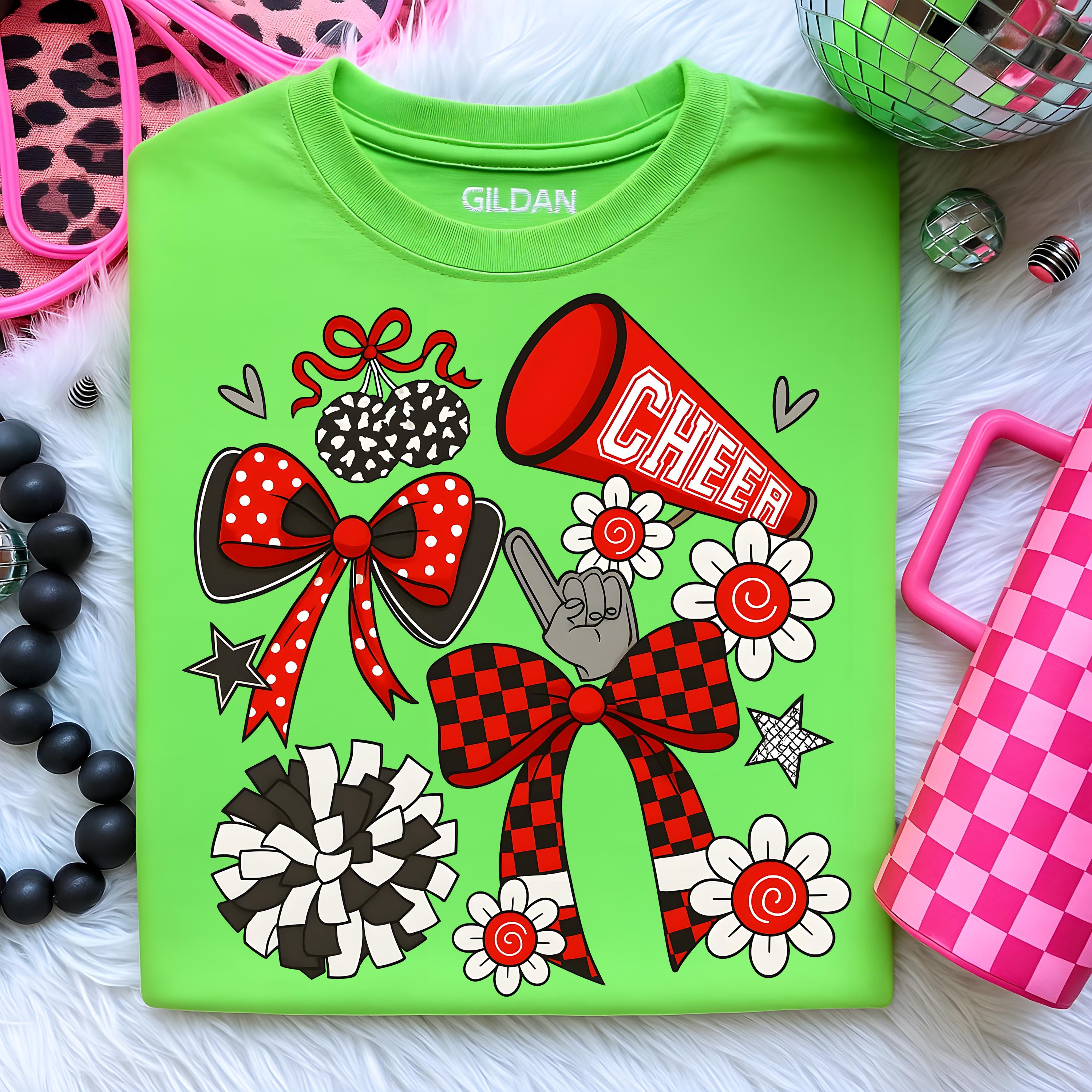 Preppy Cheerleader Coquette PNG – Red Black Cheer Mom Shirt Png – Cheer ...