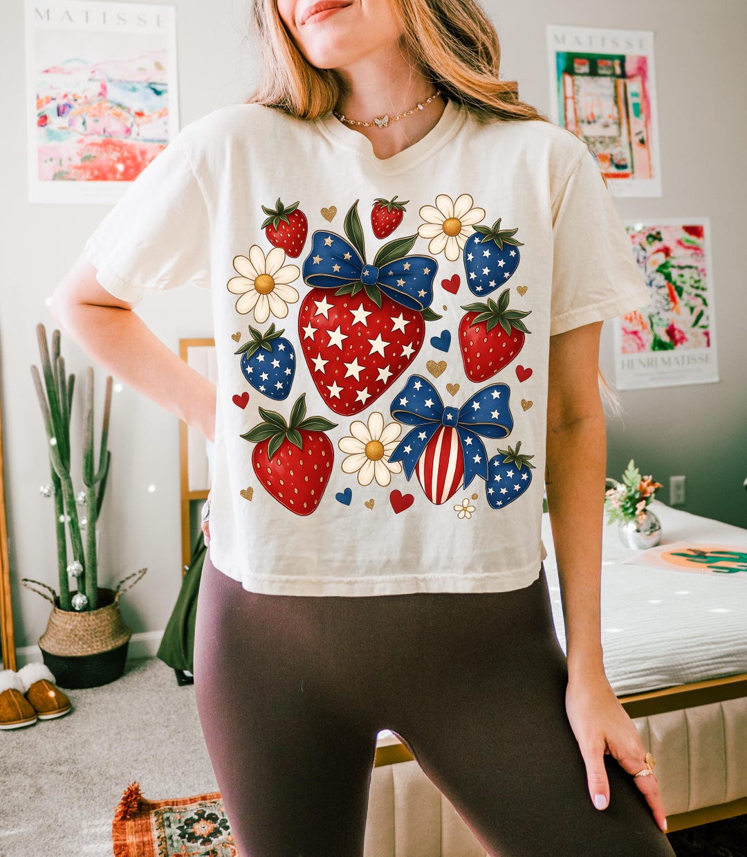 Boho 4th of July Strawberry PNG, Strawberry Patriotic Bow Sublimation ...
